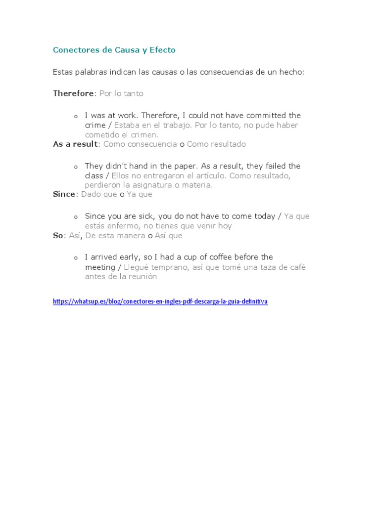 Conectores de Causa y Efecto | PDF