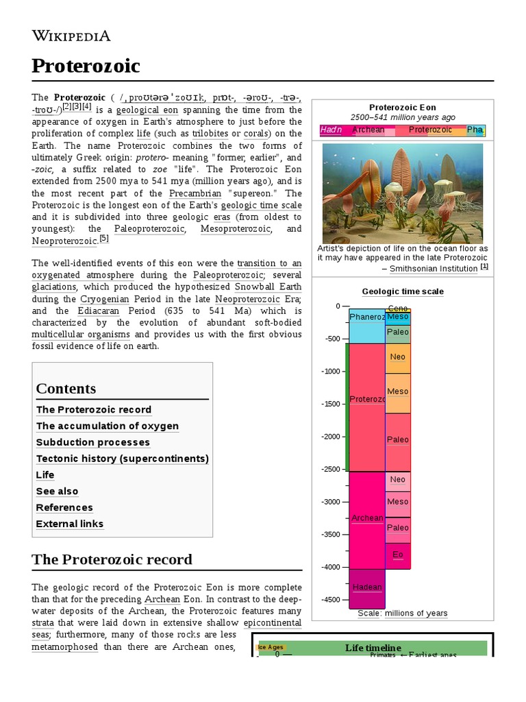 Proterozoic: - Zoic, A Suffix Related To Zoe "Life". The Proterozoic ...