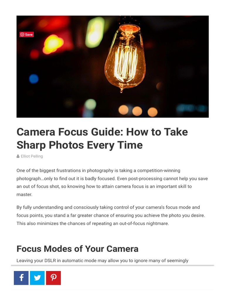Camera Focus Guide How To Take Sharp Photos Every | Download Free PDF ...