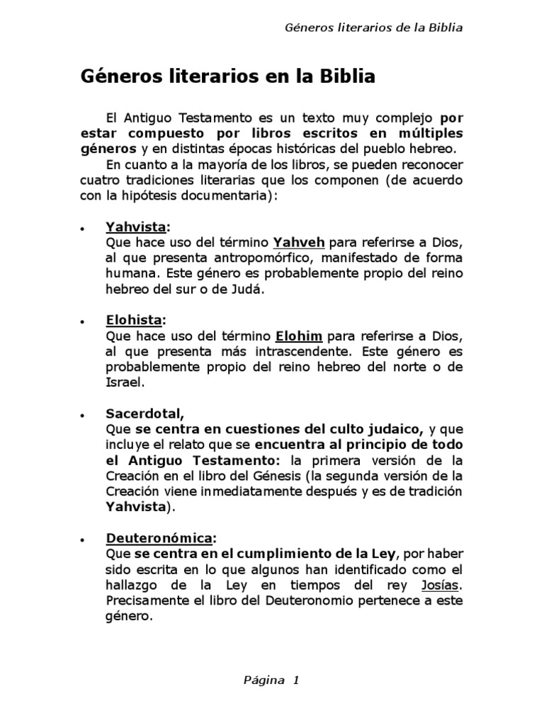 Generos - Literarios BIBLIA | PDF | Viejo Testamento | Lenguaje hebreo