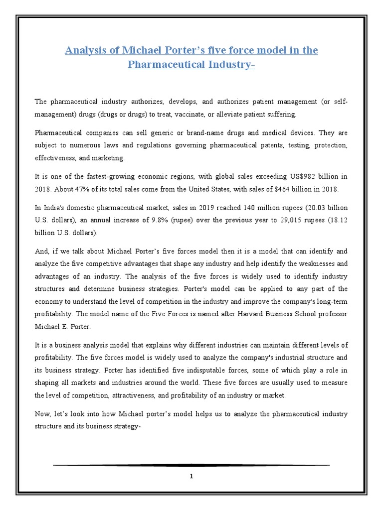 Analysis of Michael Porter Model For Pharmaceutical Industry | PDF ...