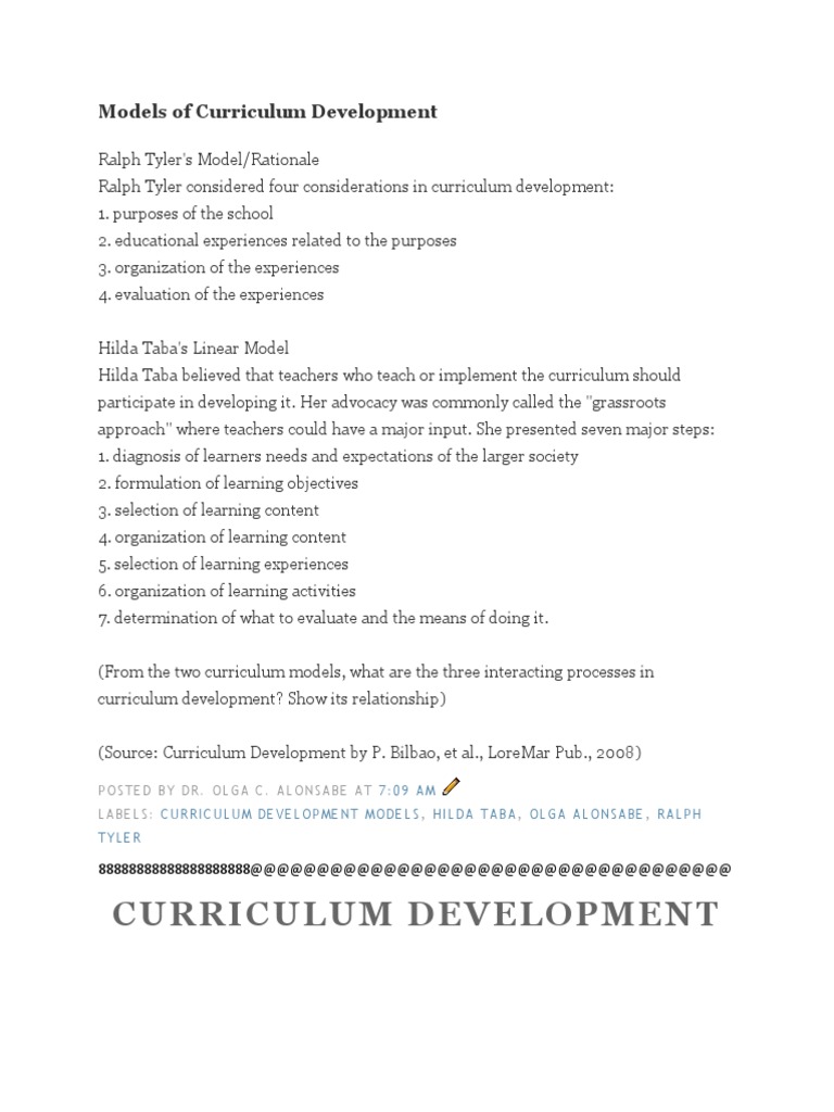Curriculum Development Models Explained | PDF | Curriculum | Learning