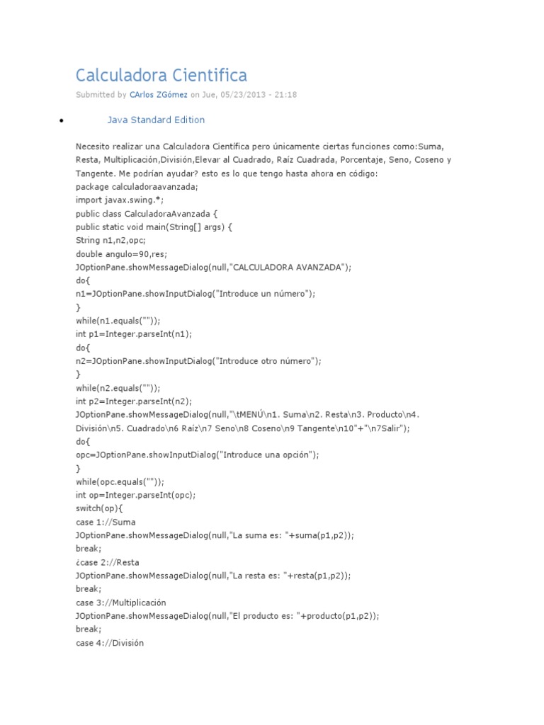 Calculadora Cientifica | PDF | Funciones especiales | Java (lenguaje de programación)