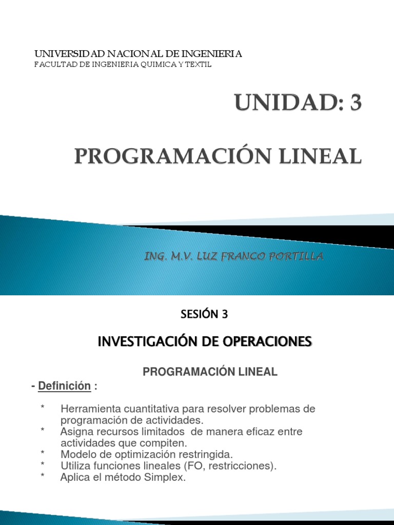 CLASE 3 - UNIDAD 3 - Programación Lineal PDF | PDF | Programación ...