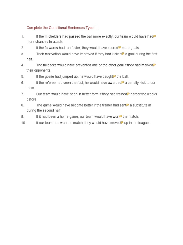 Complete The Conditional Sentences Type III | PDF