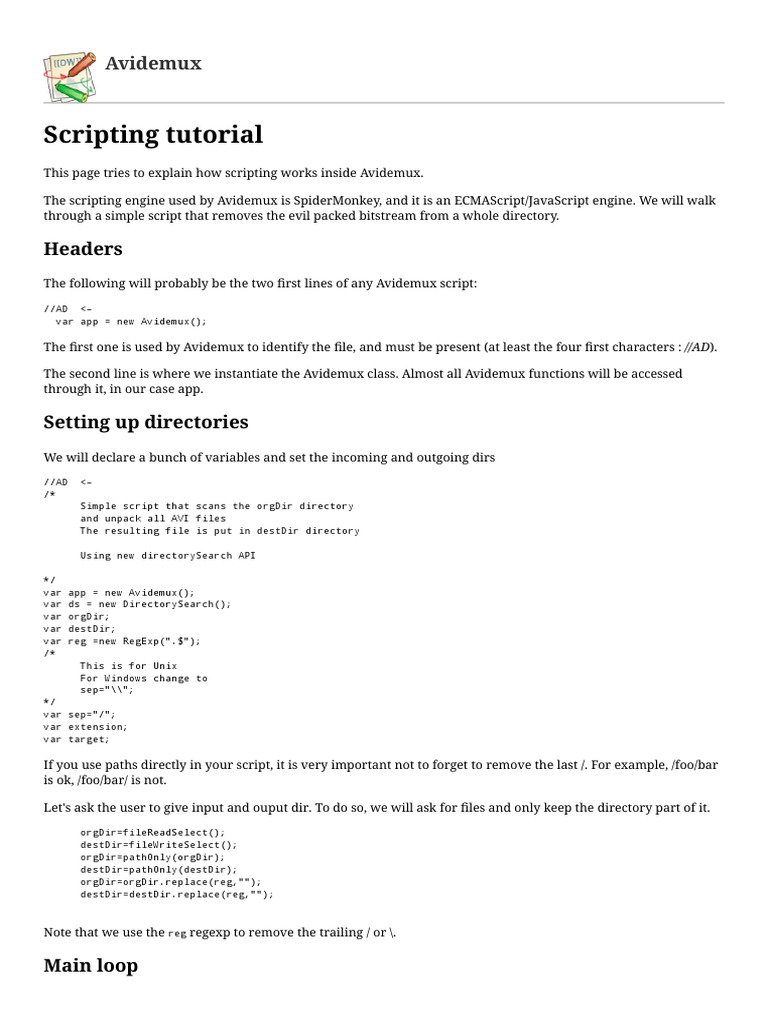 Tutorial Scripting - Tutorial (Avidemux) | PDF | Filename | Computer File