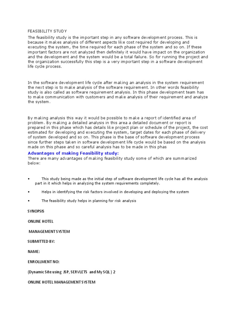 A Comprehensive Analysis of the Feasibility of a New Hotel Management ...