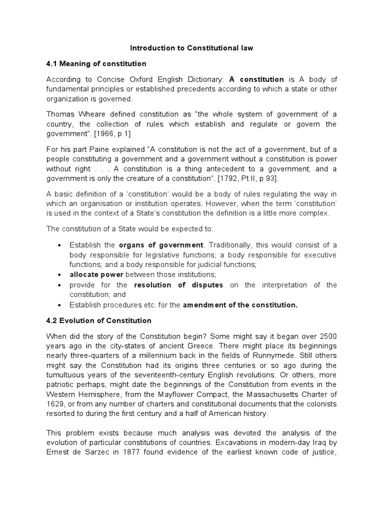 Introduction to Constitutional Law | PDF | Governance | Constitutional ...