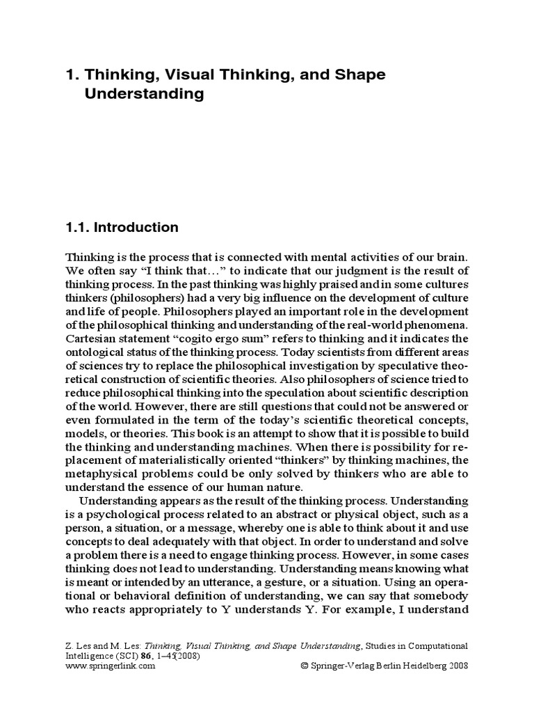 Thinking, Visual Thinking, and Shape Understanding | PDF | Perception ...