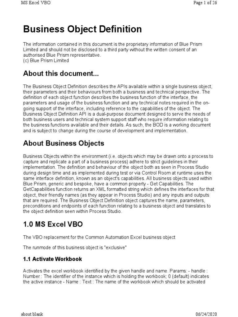 Excel VBO Overview for Blue Prism | PDF | Parameter (Computer ...