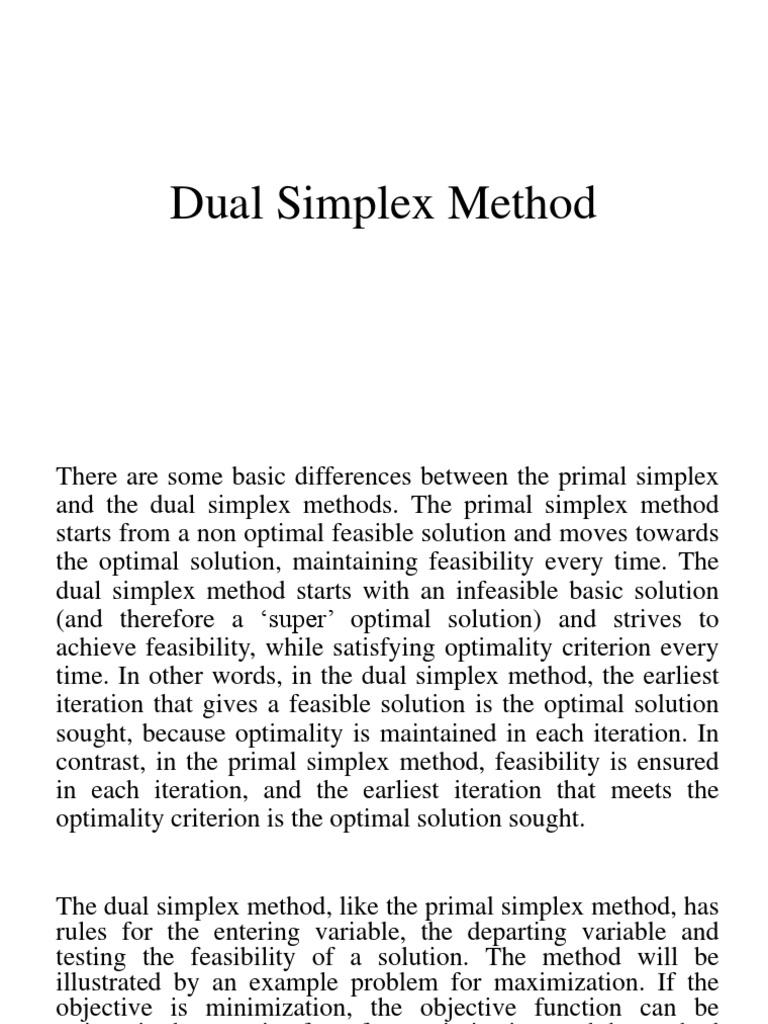 A Comparison of the Primal and Dual Simplex Methods for Linear ...