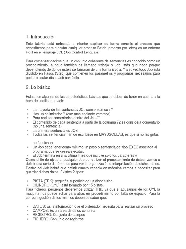 Introducción al Lenguaje JCL en COBOL | PDF | Archivo de computadora ...