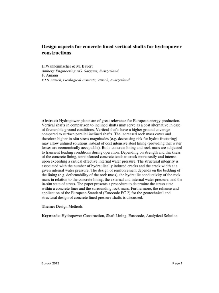 Design Aspects For Concrete Lined Vertic PDF | PDF | Strength Of ...