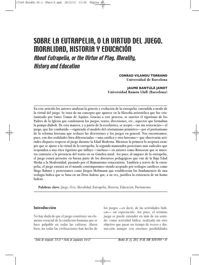 Sobre La Eutrapelia o La Virtud Del Juego. | PDF | Aristóteles | Tomás ...