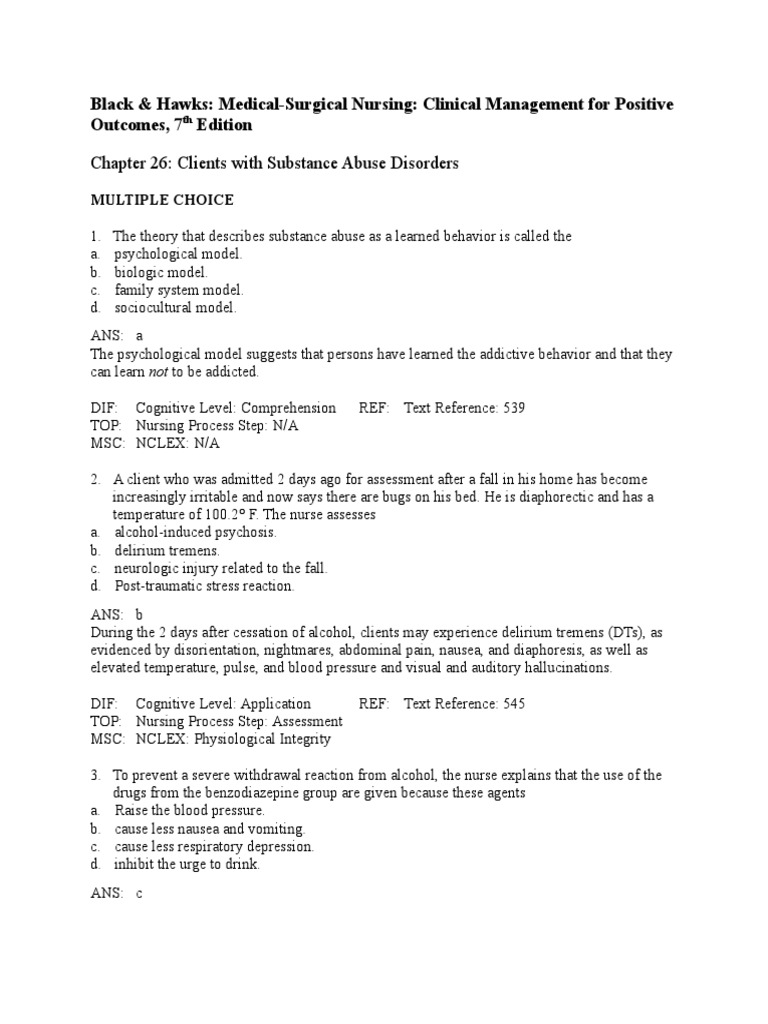Nursing Management of Substance Abuse | PDF | National Council ...