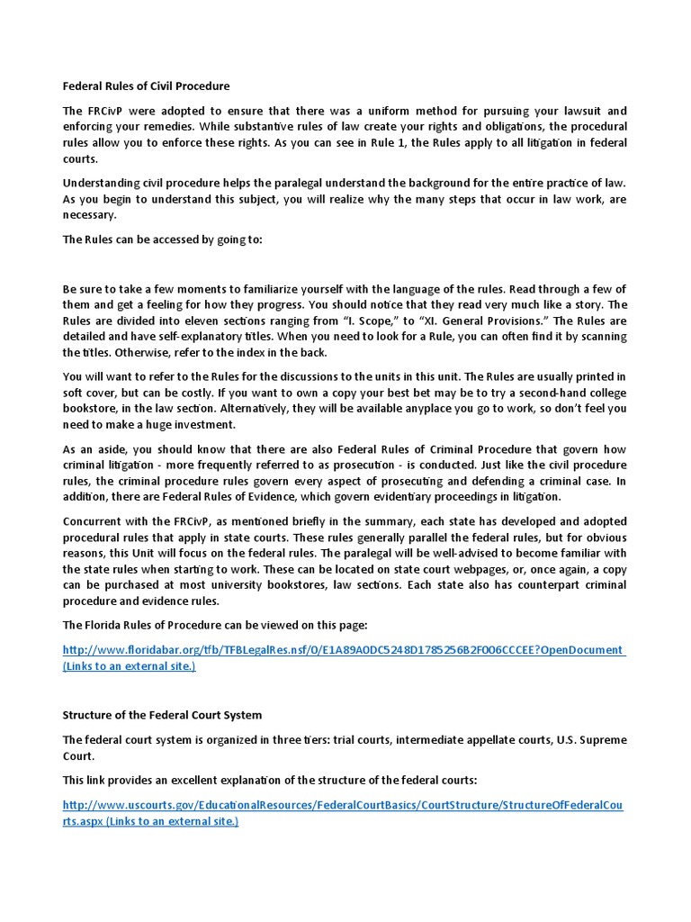 Federal Rules Of Civil Procedure Pdf Lawsuit Pleading