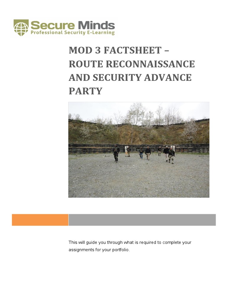 Factsheet 3 - Route Reconnaissance and Security Advance Party PDF | PDF ...