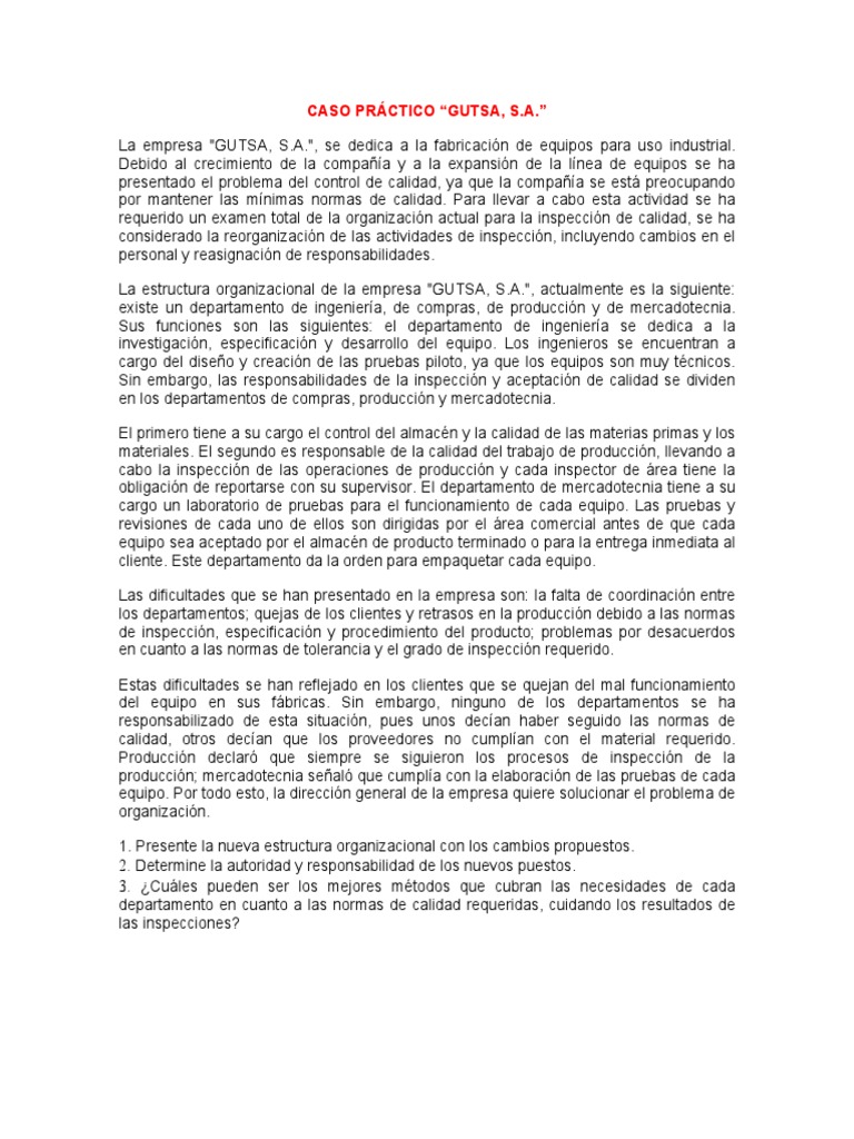 Reorganización de Calidad en GUTSA | PDF | Calidad (comercial) | Marketing
