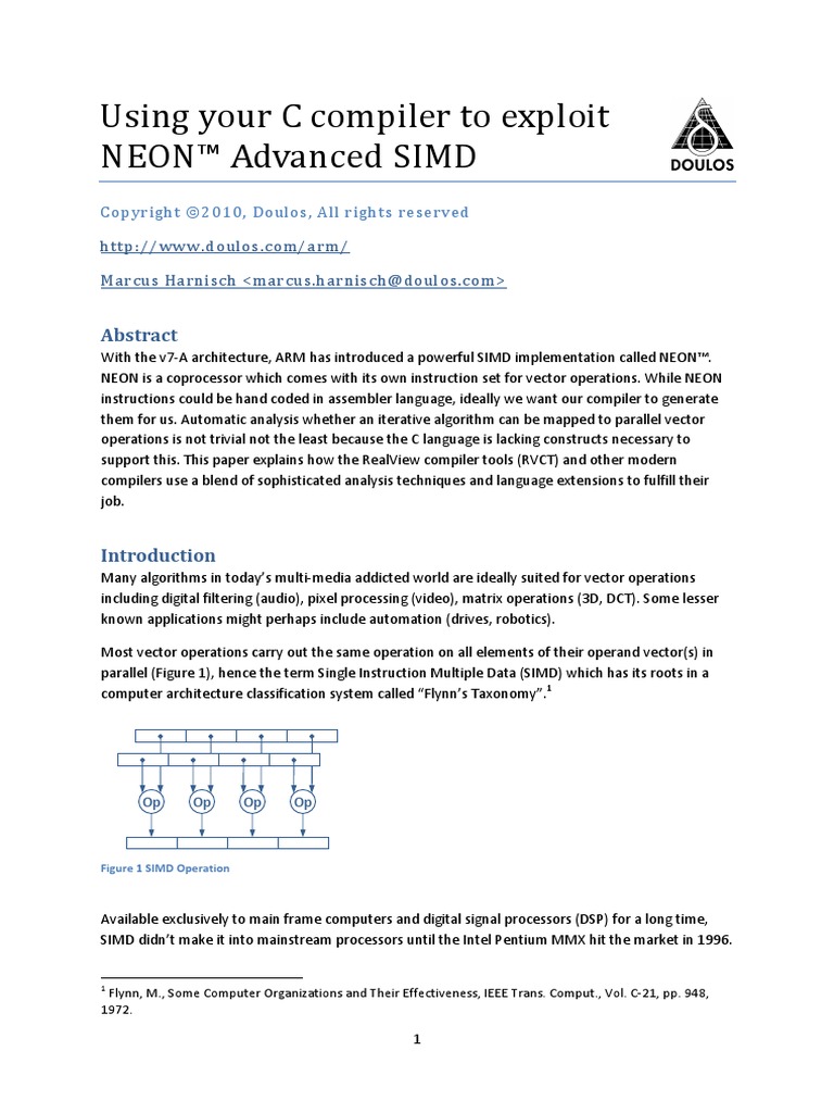 Using Your C Compiler To Exploit NEON™ Advanced SIMD: Op Op Op Op | PDF | Arm Architecture ...