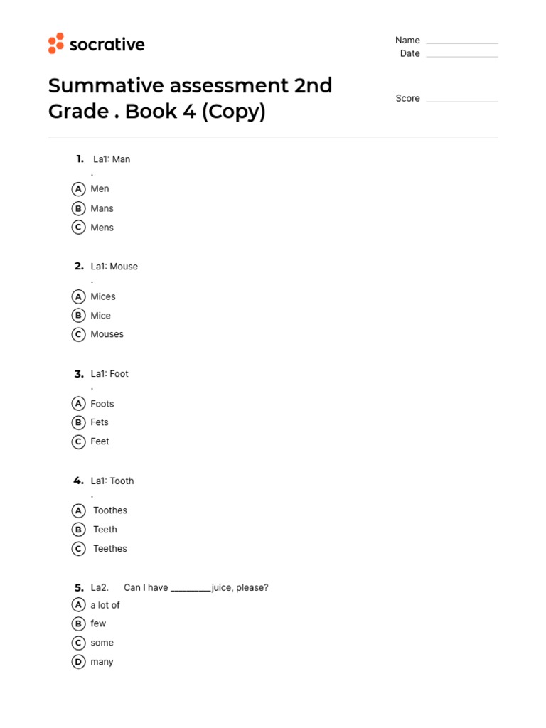2nd Grade Assessment Questions | PDF | Nature