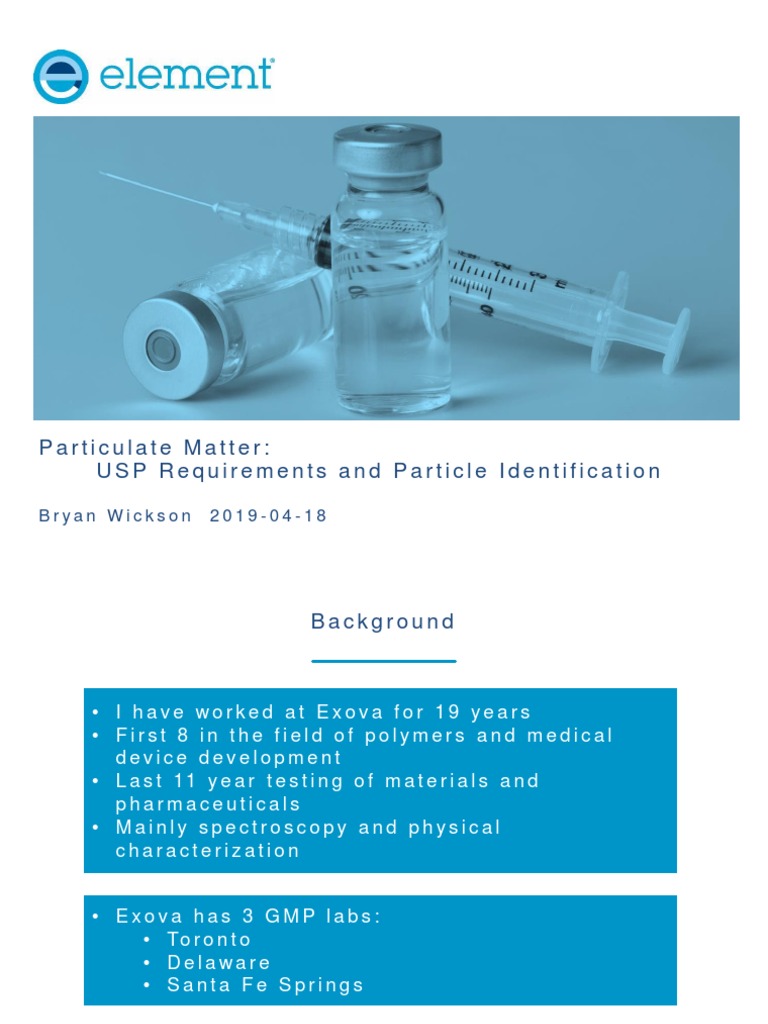 Particulate Matter: USP Requirements and Particle Identification | PDF ...