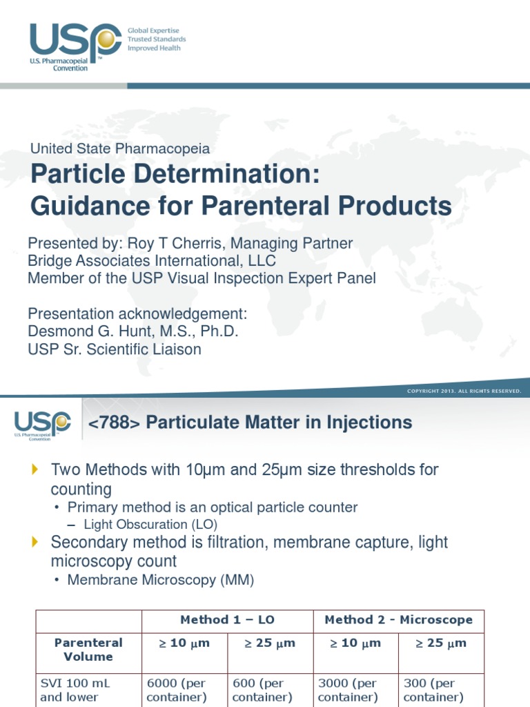 Particle Determination: Guidance For Parenteral Products: United State ...