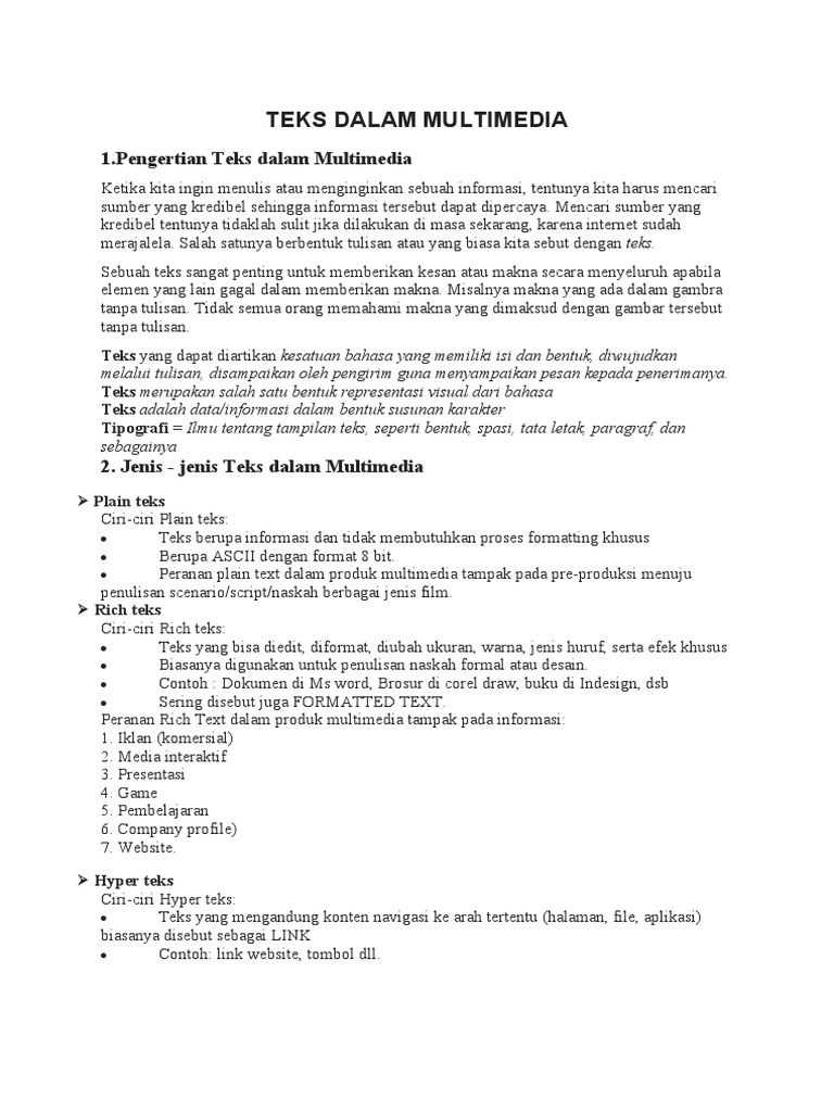Teks Dalam Multimedia | PDF