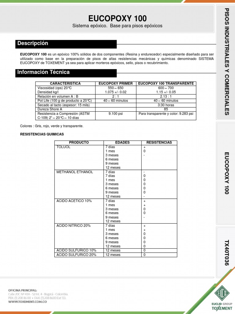 Eucopoxy 100 | PDF | Ácido sulfúrico | Revestimiento