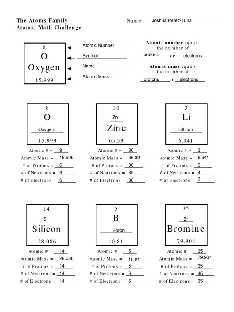 Atomic Math Challenge Worksheet | PDF | Proton | Neutron