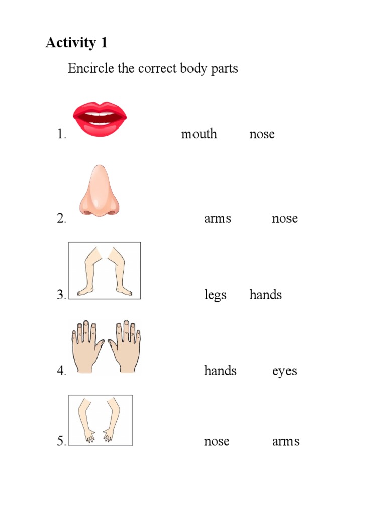 Activity 1: Encircle The Correct Body Parts | PDF