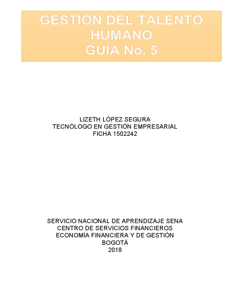 Gu A No. 5 GESTI N DEL TALENTO HUMANO | PDF | Gestión del talento | Gestión de recursos humanos