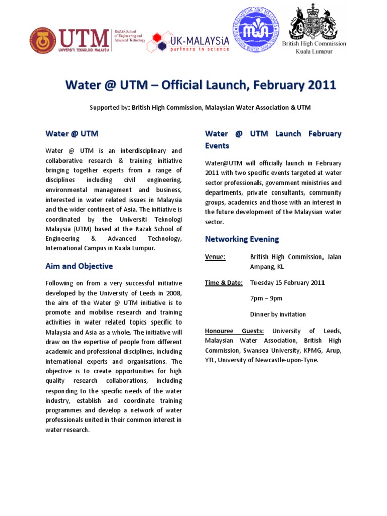Leaflet - Water at UTM - Jan 2011 - v1 3 | PDF