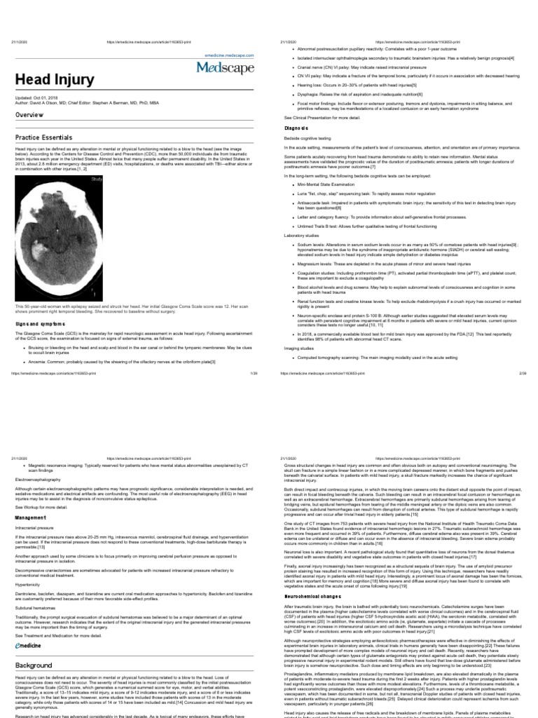 Tce - Medscape | PDF | Traumatic Brain Injury | Concussion