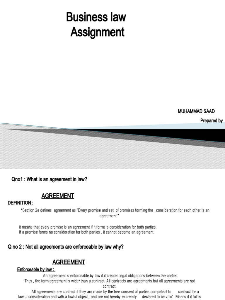 Business Law Assignment-1 | PDF | Goodwill (Accounting) | Consideration