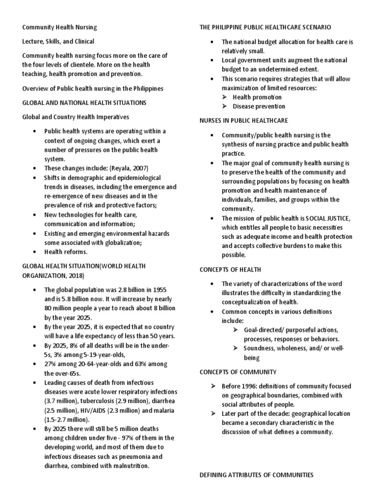 Community Health Nursing Guide | PDF | Millennium Development Goals ...