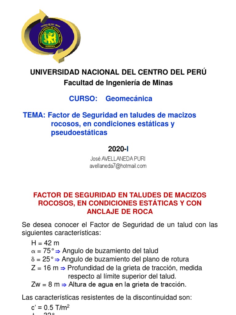 FS Talud Macizo Rocoso - Estát y Pseudoest PDF | PDF | Aceleración ...