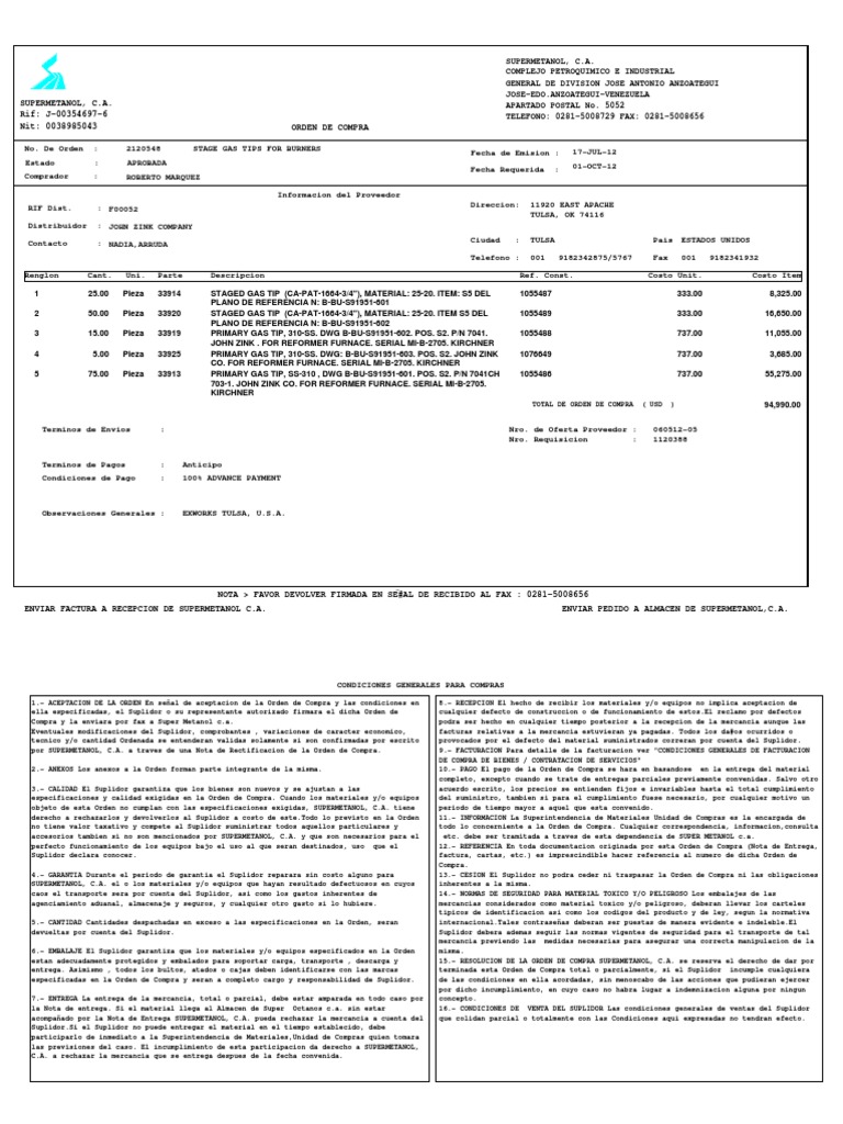 John Zink Company - Stage Gas Tip For Burners | PDF | Business | Naturaleza