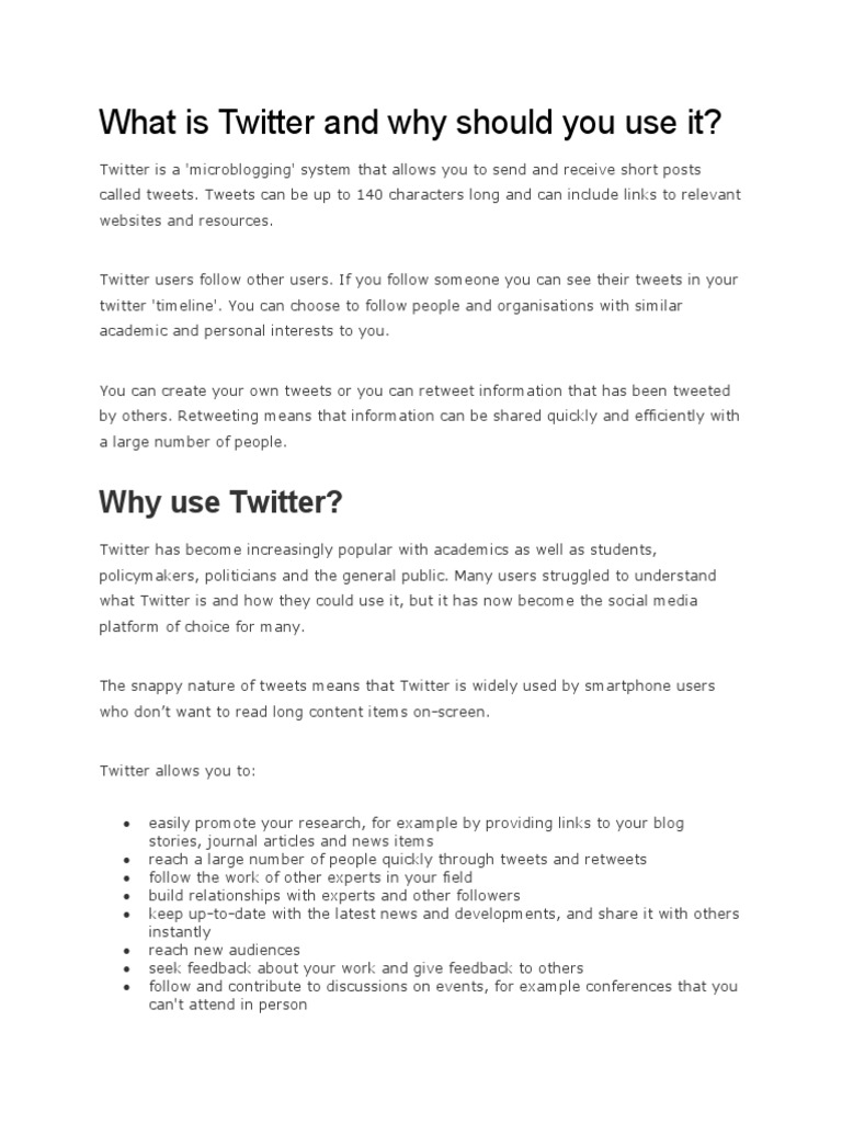 What Is Twitter and Why Should You Use It | PDF | Social Media ...