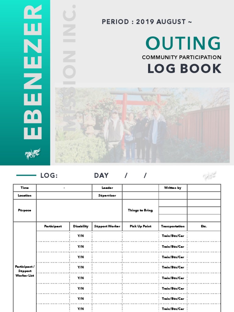 Mission Inc. August 2019 Outing and Community Participation Log Book ...