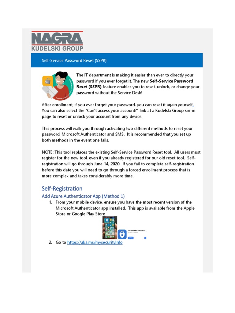 Register For SSPR Self Service Password Reset-V3 | PDF | Password ...