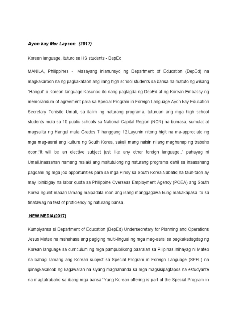 Ayon Kay Mer Layson (2017) : New Media (2017) | PDF