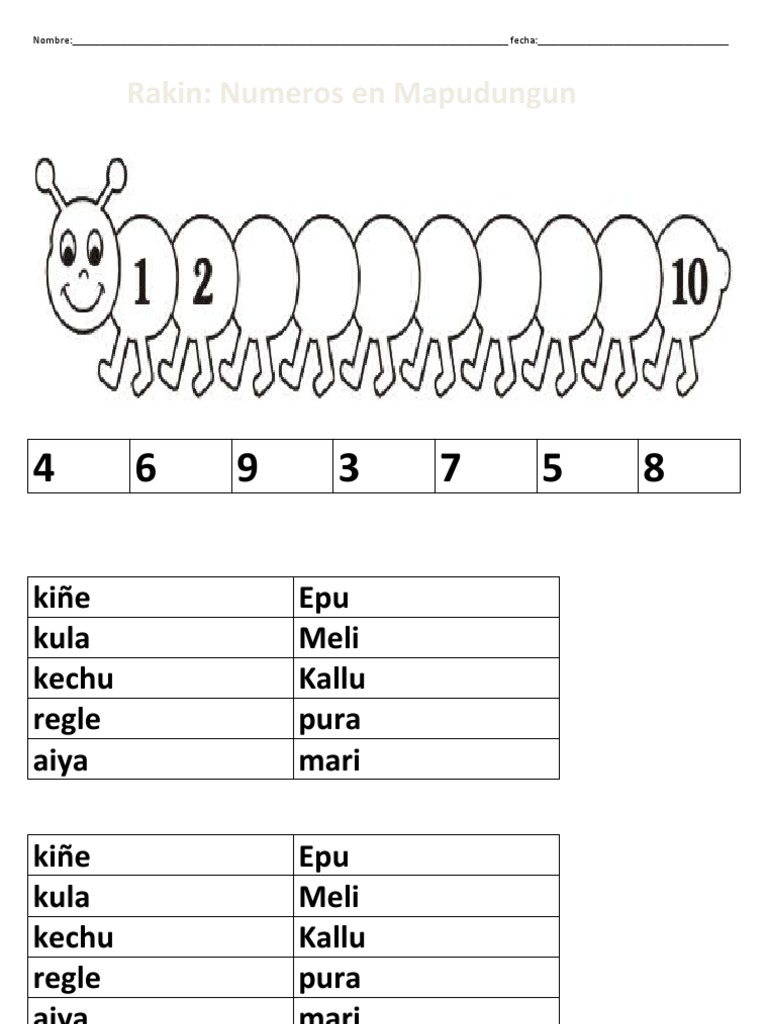 Rakin Numeros en Mapudungun | PDF | Estudios de idiomas extranjeros ...