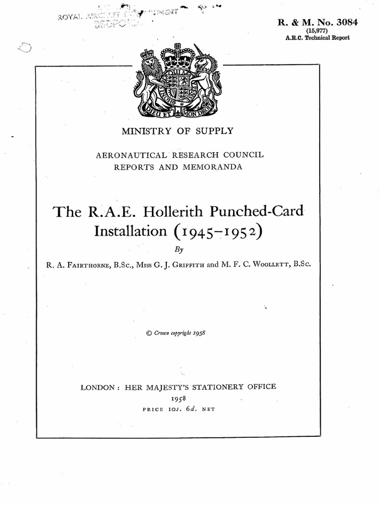 The R.A.E. Hollerith Punched-Card Installation (1945-195 2) | PDF ...