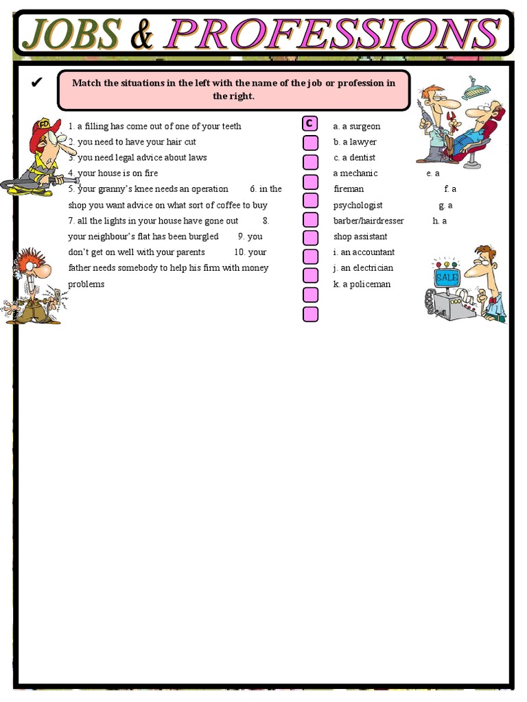 Jobs and Professions Fun Activities Games | PDF | Law