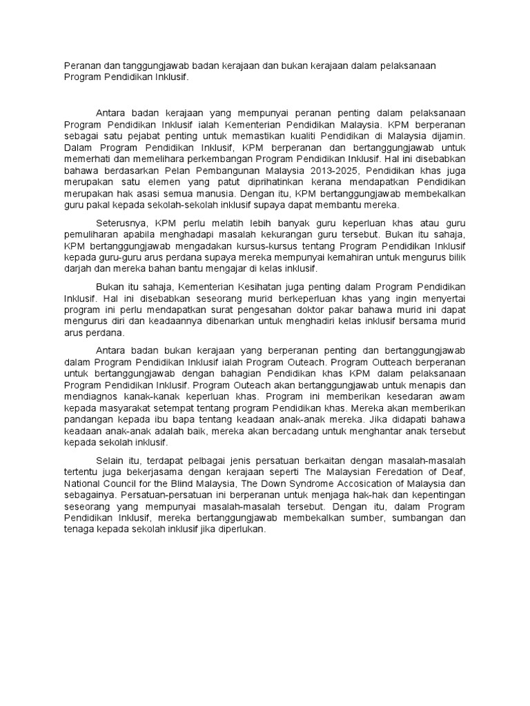 Peranan Dan Tanggungjawab Badan Kerajaan Dan Ngo DLM Ppi | PDF