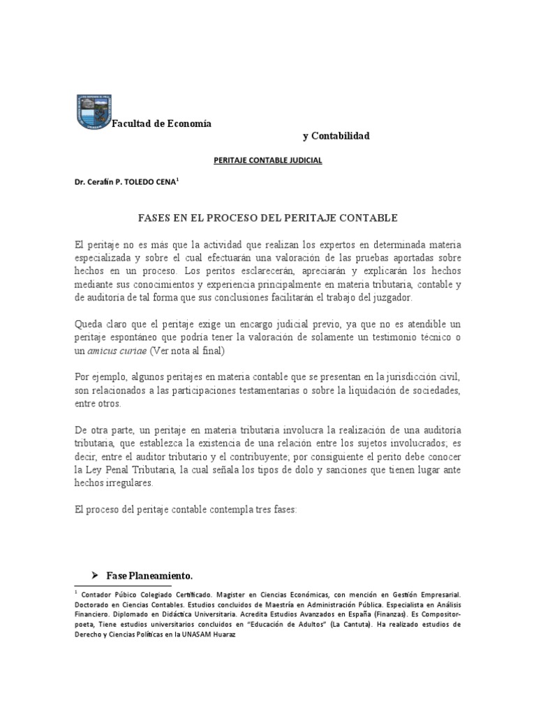 Fases en El Proceso Del Peritaje Contable | PDF | Amicus Curiae | Contabilidad