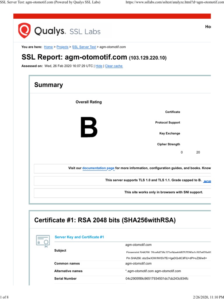 SSL Server Test - Agm-Otomotif - Com (Powered by Qualys SSL Labs) | PDF ...