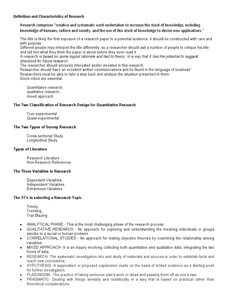 Directions For Future Research.: Definition and Characteristics of ...