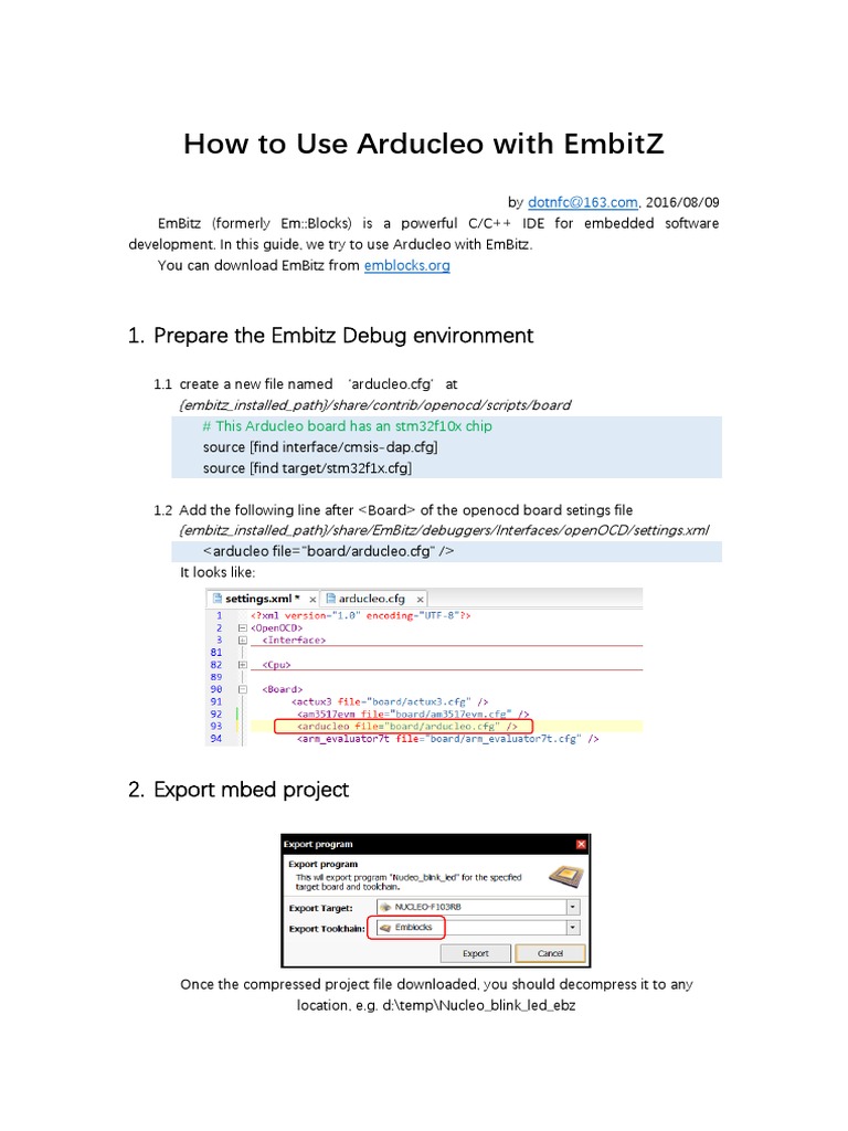 How To Use Arducleo With EmbitZ | PDF | Computers