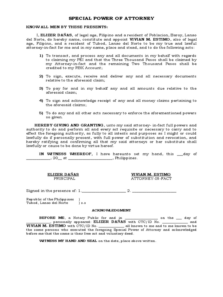 Spa Money Claim | Download Free PDF | Power Of Attorney | Private Law